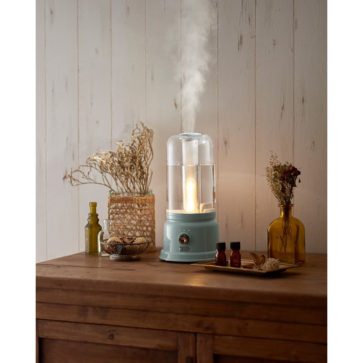 お中元 送料無料 Toffy アロマランプ加湿器 HF05 トフィー アロマ ランプ 加湿器 超音波 1L 脱着式タンク エッセンシャル オイル インテリアライト LED ナイトライト ベッド ...